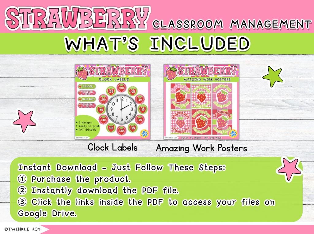 Strawberry Classroom Decor Bundle: Editable Posters & Bulletin Board ...