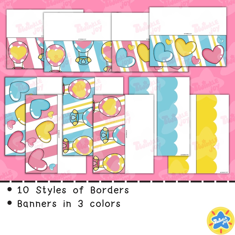 Valentine's Day Bulletin Board Kit: Hot Air Balloons, Hearts - Etsy