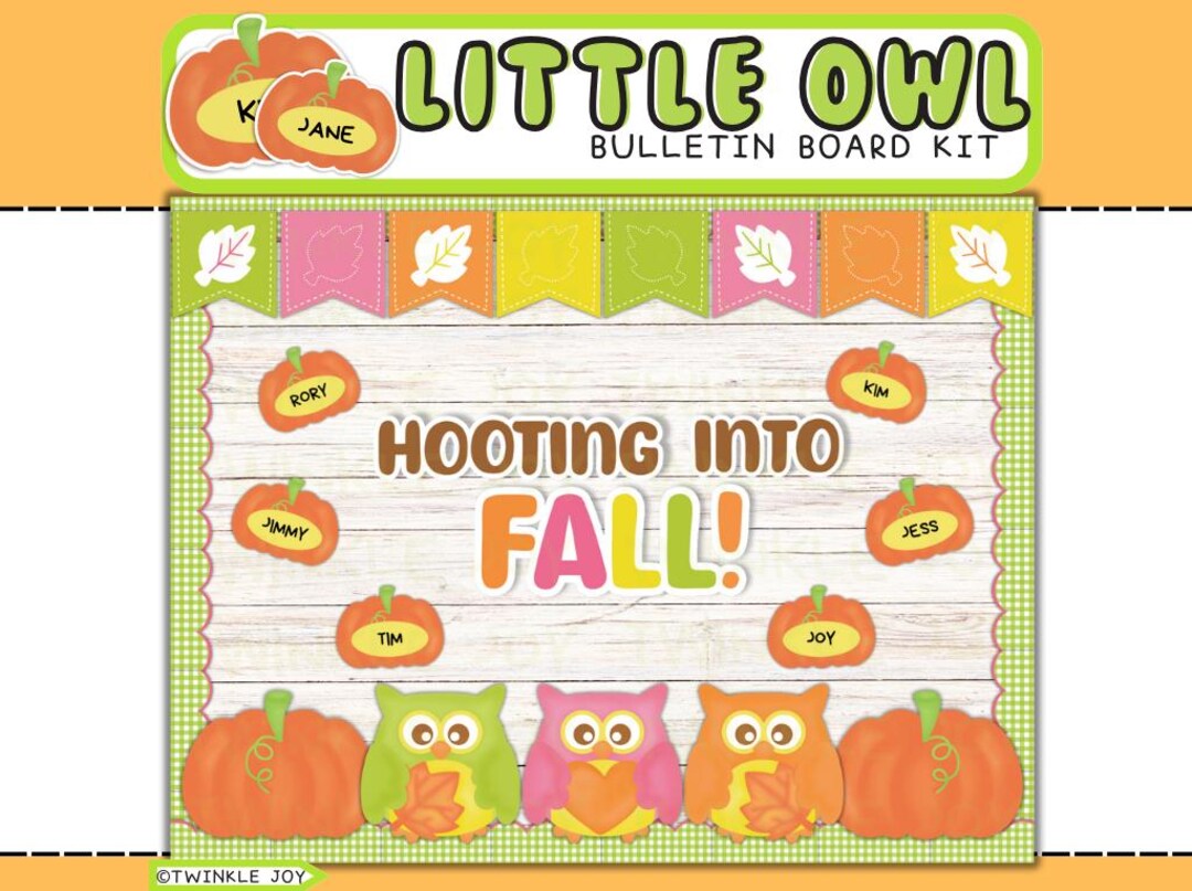 Little Owl Pumpkin, Autumn Bulletin Board Kit & Name Tags Fall Bulletin ...