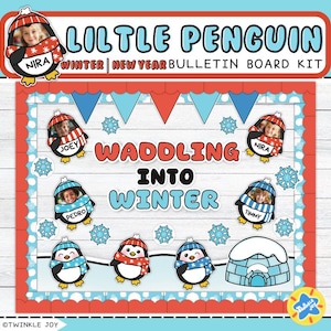 Penguin Winter Bulletin Board Kit: New Year Classroom Decor (digital ...