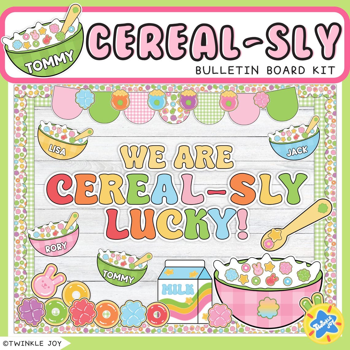 St. Patrick's Day Bulletin Board Kit: Cereal-sly Lucky Classroom Decor ...