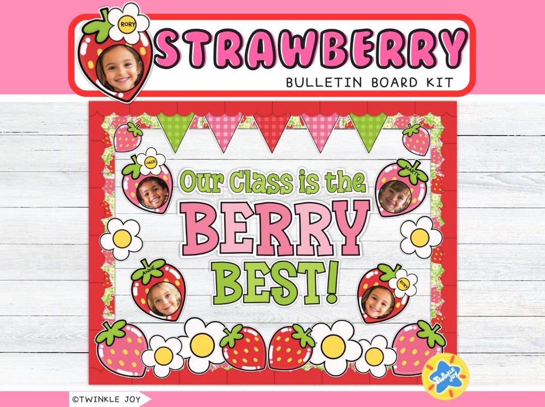Strawberry Bulletin Board Kit: Back to School, Spring Classroom Decor ...