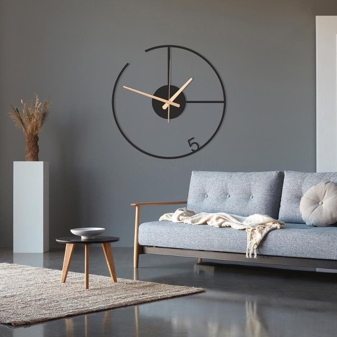 Modern Wall Clock, Minimalist Wall Clock, Metal Wall Clock, Silent Wall ...