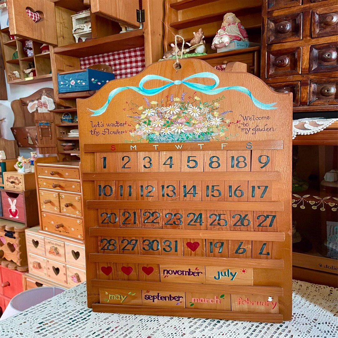 Handcrafted Wooden Calendar Unique Wall Decor Rustic Wooden Date Board ...
