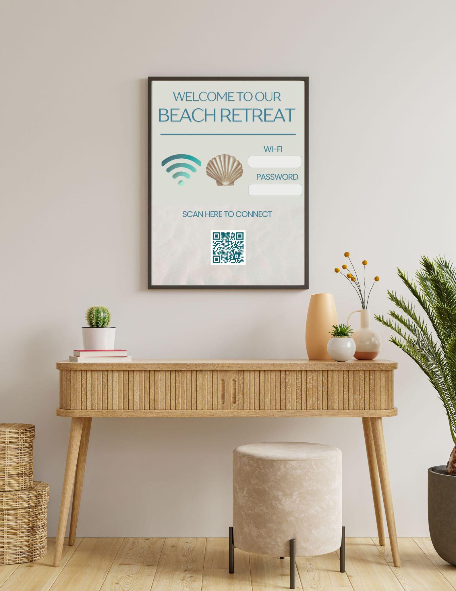 Beach Wifi Sign | Printable Airbnb Welcome Sign | Coastal Vacation ...