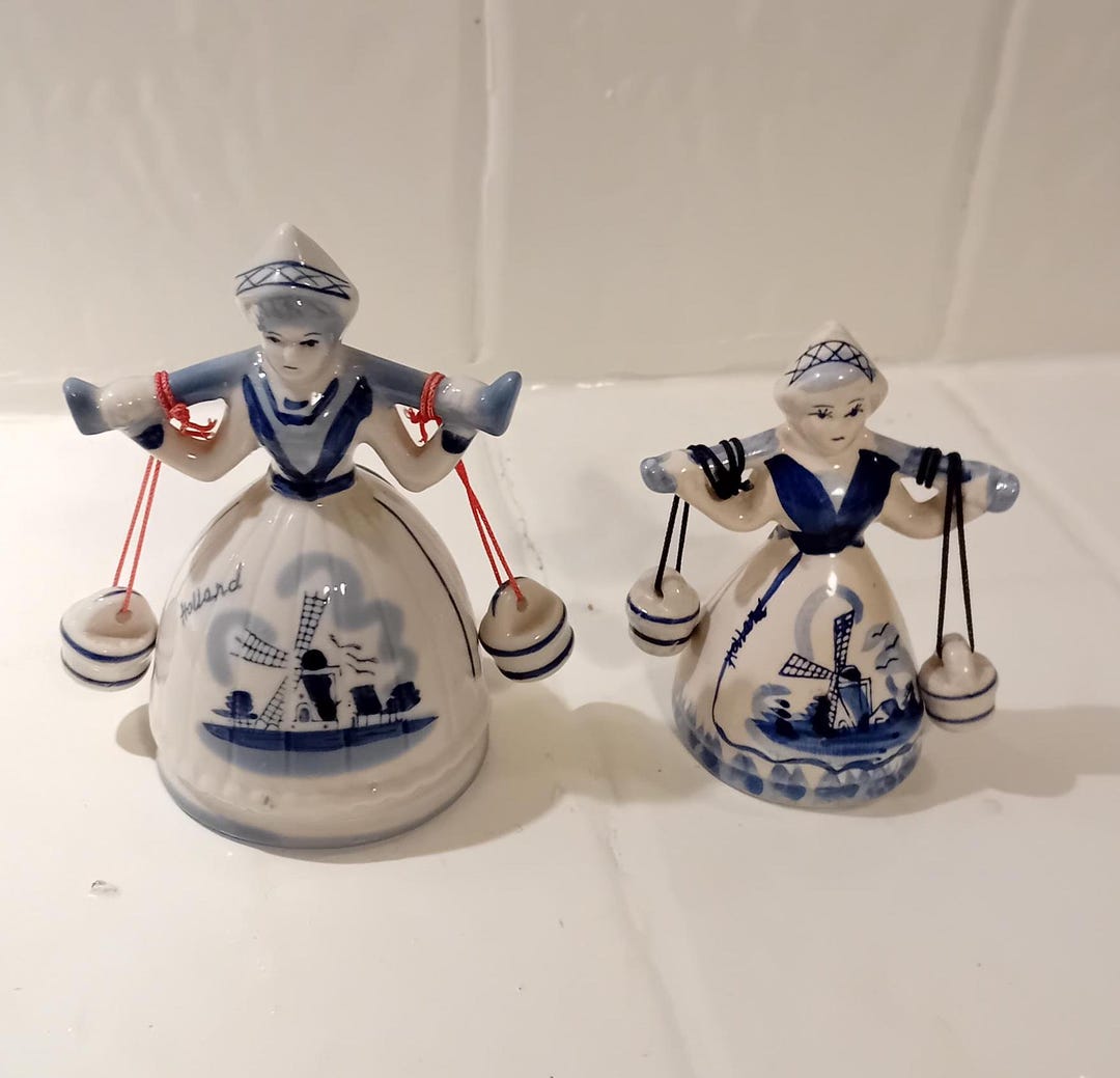 Set of 2 Delft Figurines - Milk Maid in Delft - Vintage - Etsy