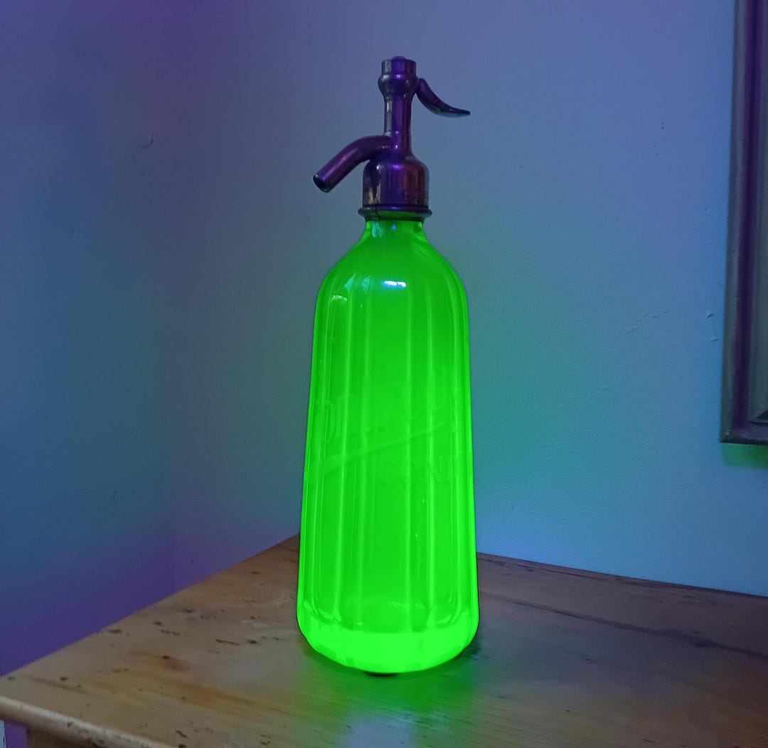 OURALINE Magnificent Old Soda Water Siphon in Blue Uranium Glass Circa ...