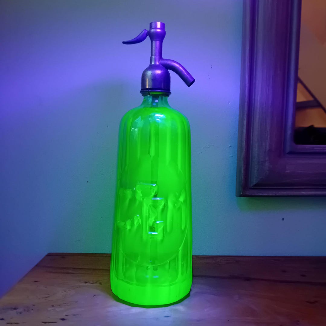 OURALINE Magnificent Old Soda Water Siphon in Blue Uranium Glass Circa ...
