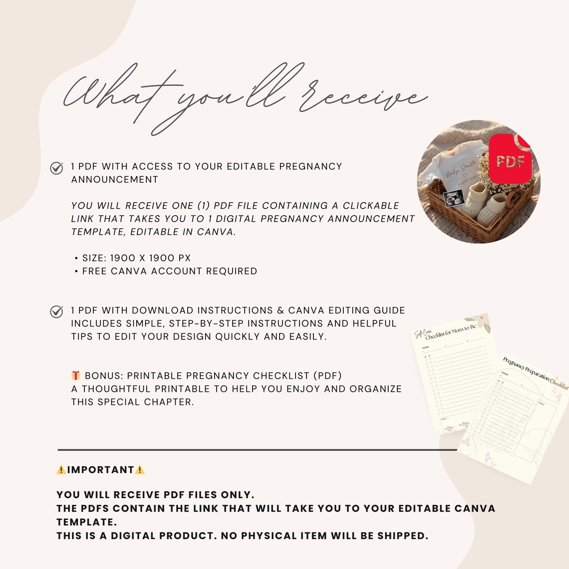 Neutral Baby Pregnancy Announcement: Digital Boho Flowers Design ...