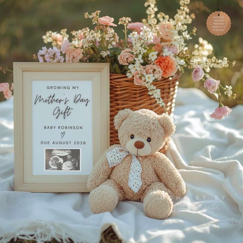 Mother’s Day Pregnancy Announcement Template Editable Canva Minimalist ...