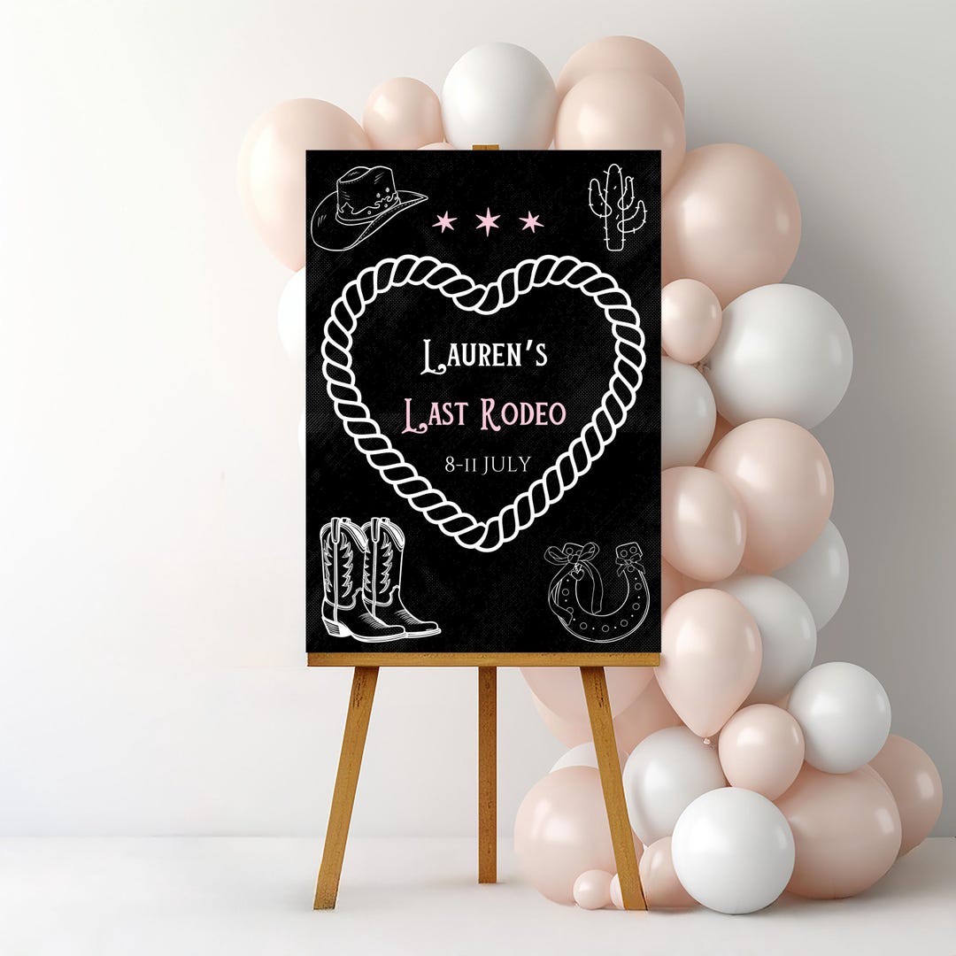 Last Rodeo Welcome Board Sign Hen Party Bachelorette Template DIGITAL ...