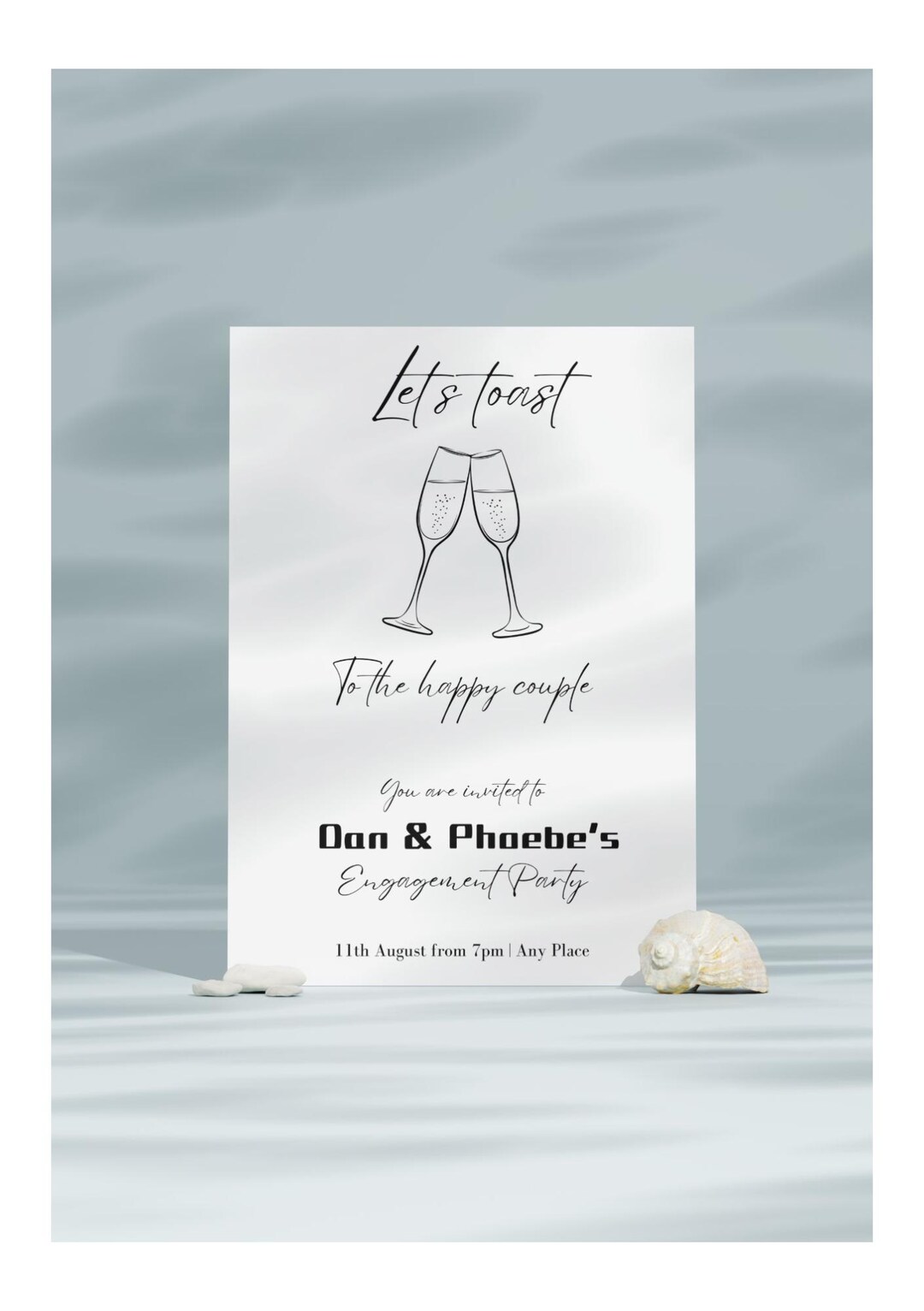 Toast Engagement Party Inivte, Invitation Template DIGITAL DOWNLOAD ...