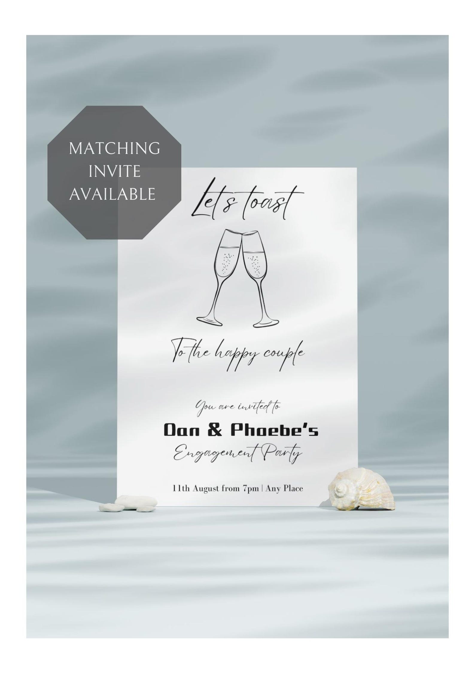 Toast Engagement Party Welcome Board Sign Template DIGITAL DOWNLOAD ...