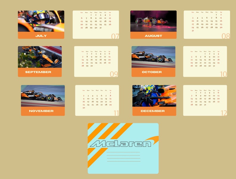 2025 Printable & Customizable Oscar Piastri- Formula 1, Year Calendar ...