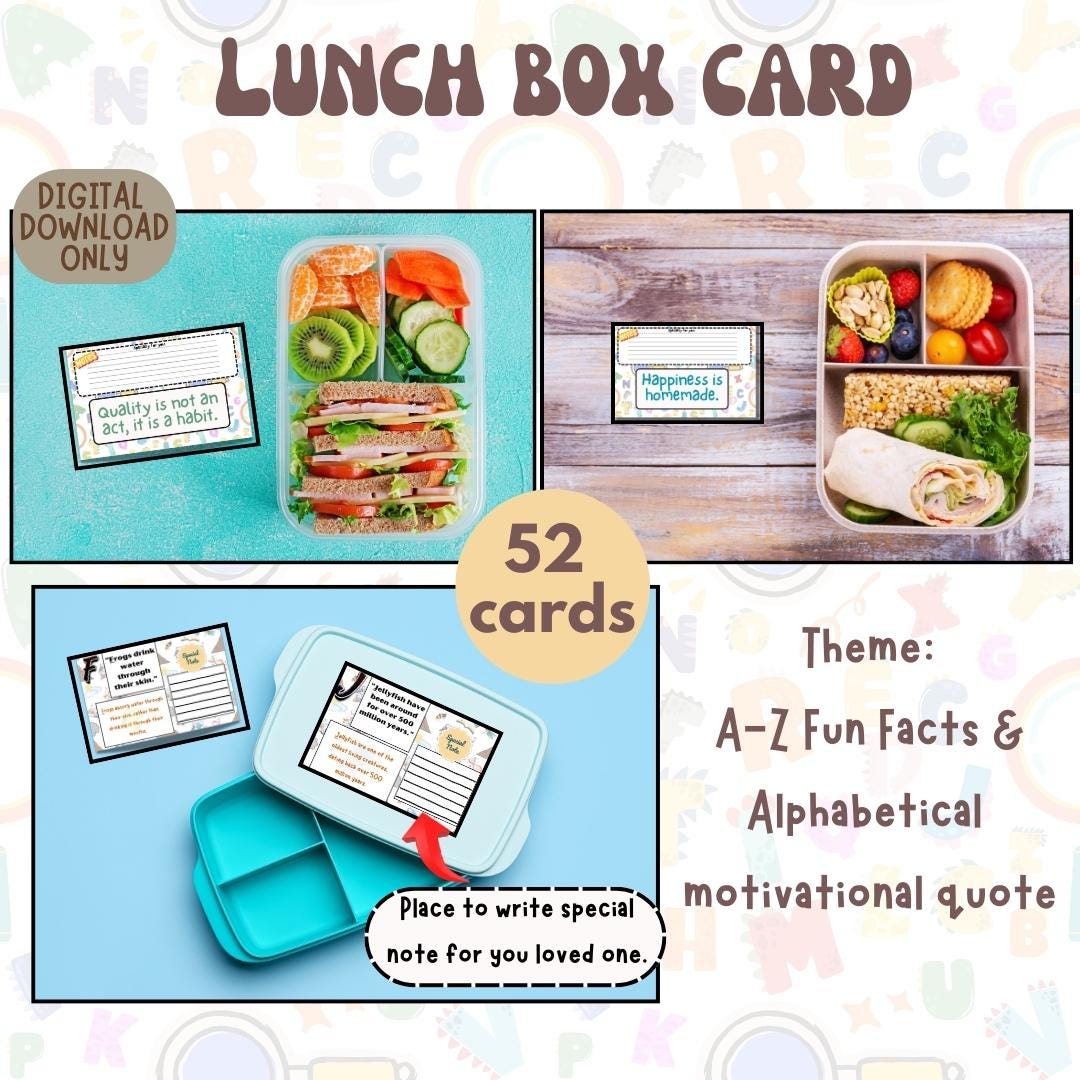 52 Digital Lunchbox Cards With Fun Facts & Motivational Quotes ...