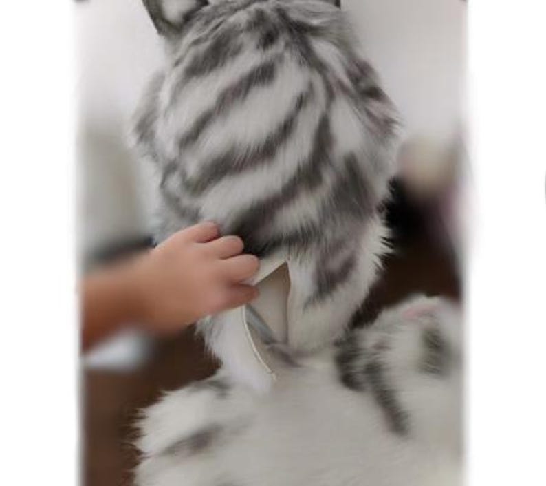 Realistic White Tiger Furry Head, Furry Pre-made Fur Mask, Furry ...