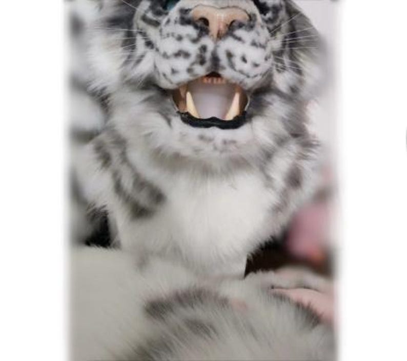 Realistic White Tiger Furry Head, Furry Pre-made Fur Mask, Furry ...