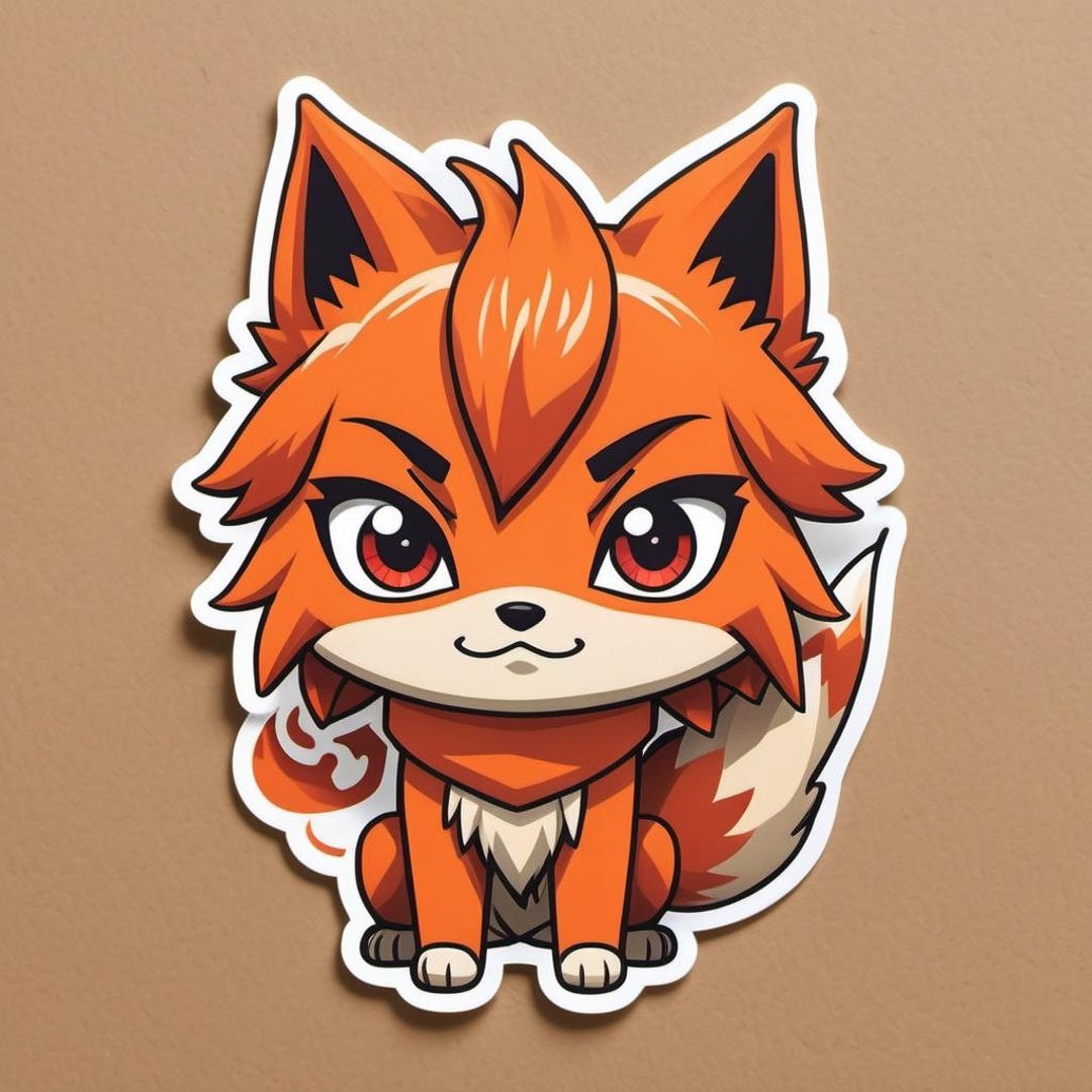 Cute Fox Kurama Theme Die-cut Sticker – 2x2 Naruto-inspired Design for ...