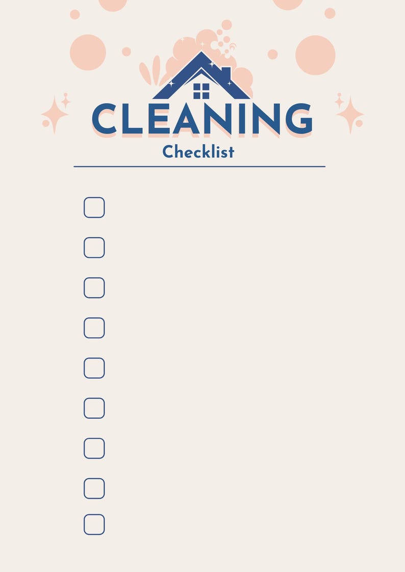 Blank Cleaning Checklist Template: Printable PDF for Home and Office ...