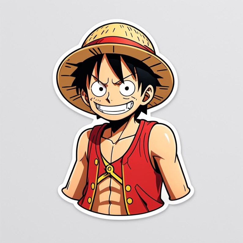 One Piece Luffy Happy Sticker | 2x2 Inch Anime Die-cut Vinyl Decal ...