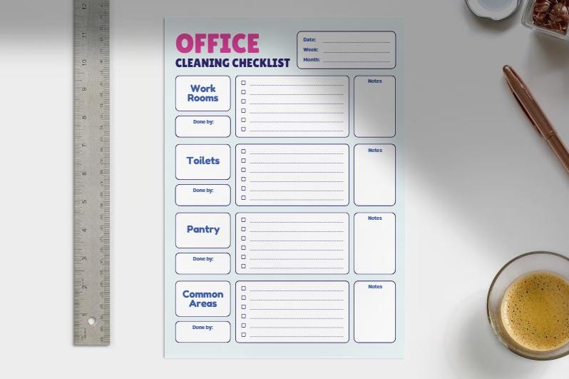 Printable Office Cleaning Checklist: Digital Download for Organized ...
