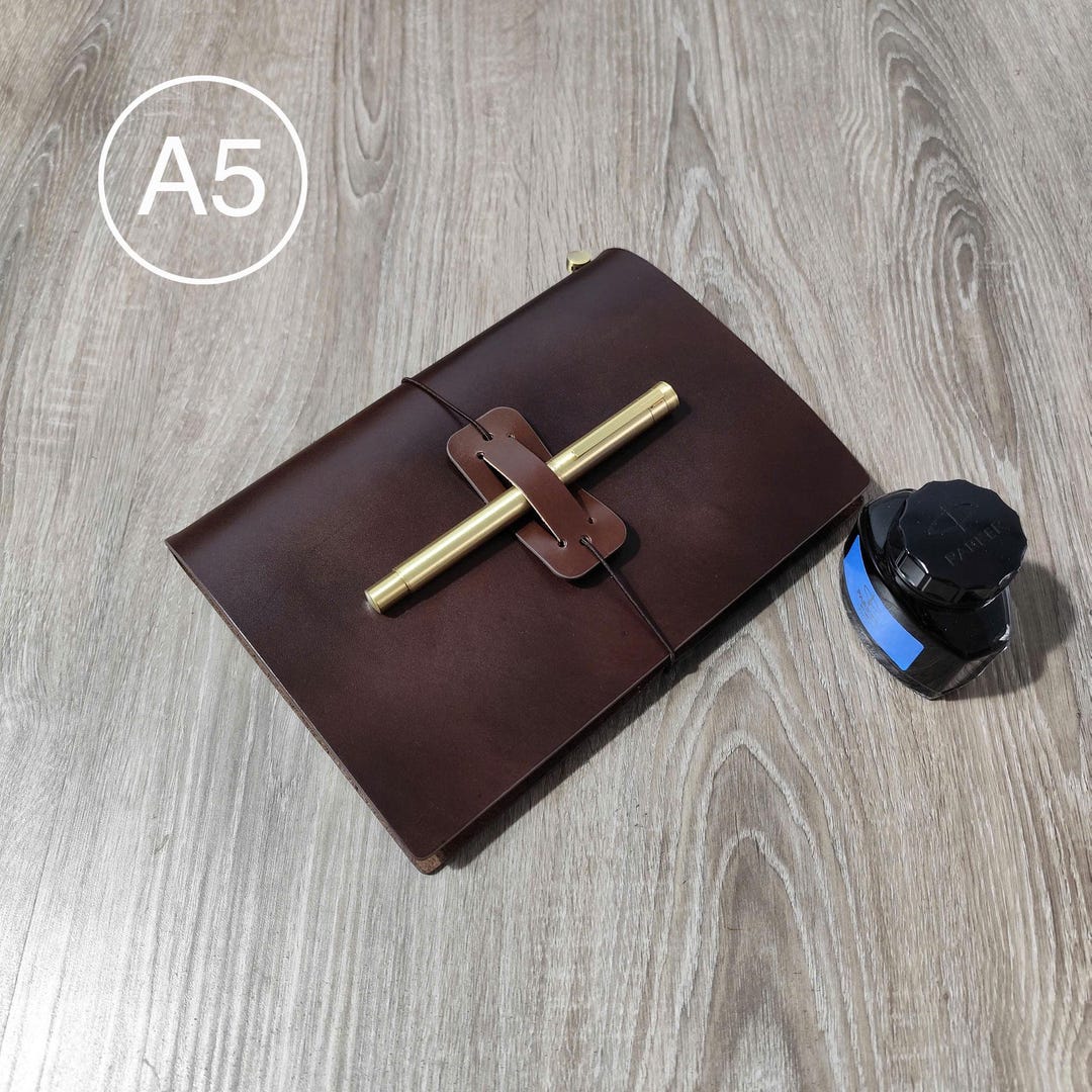 Personalized A5 Leather Traveler Notebook: Refillable Vintage Journal ...
