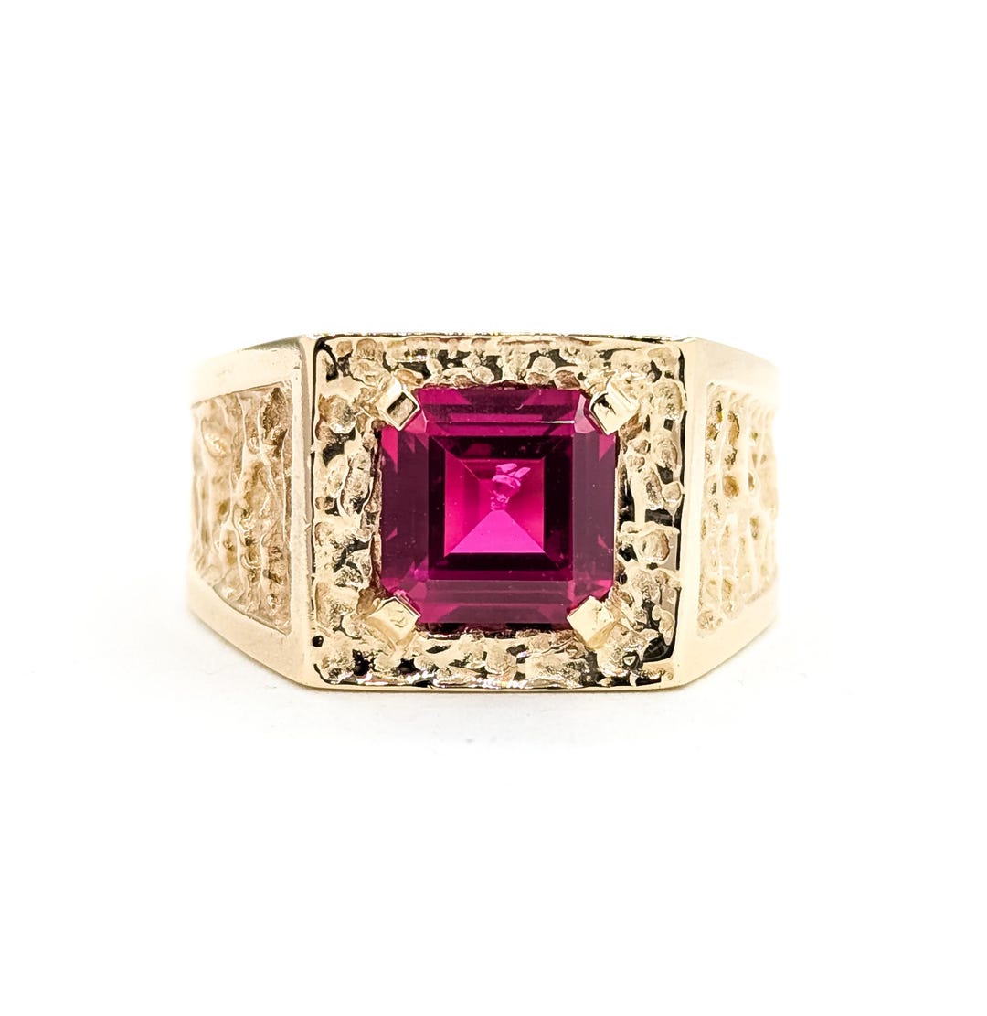 Vintage Nugget Synthetic Ruby Ring in 10k - Etsy