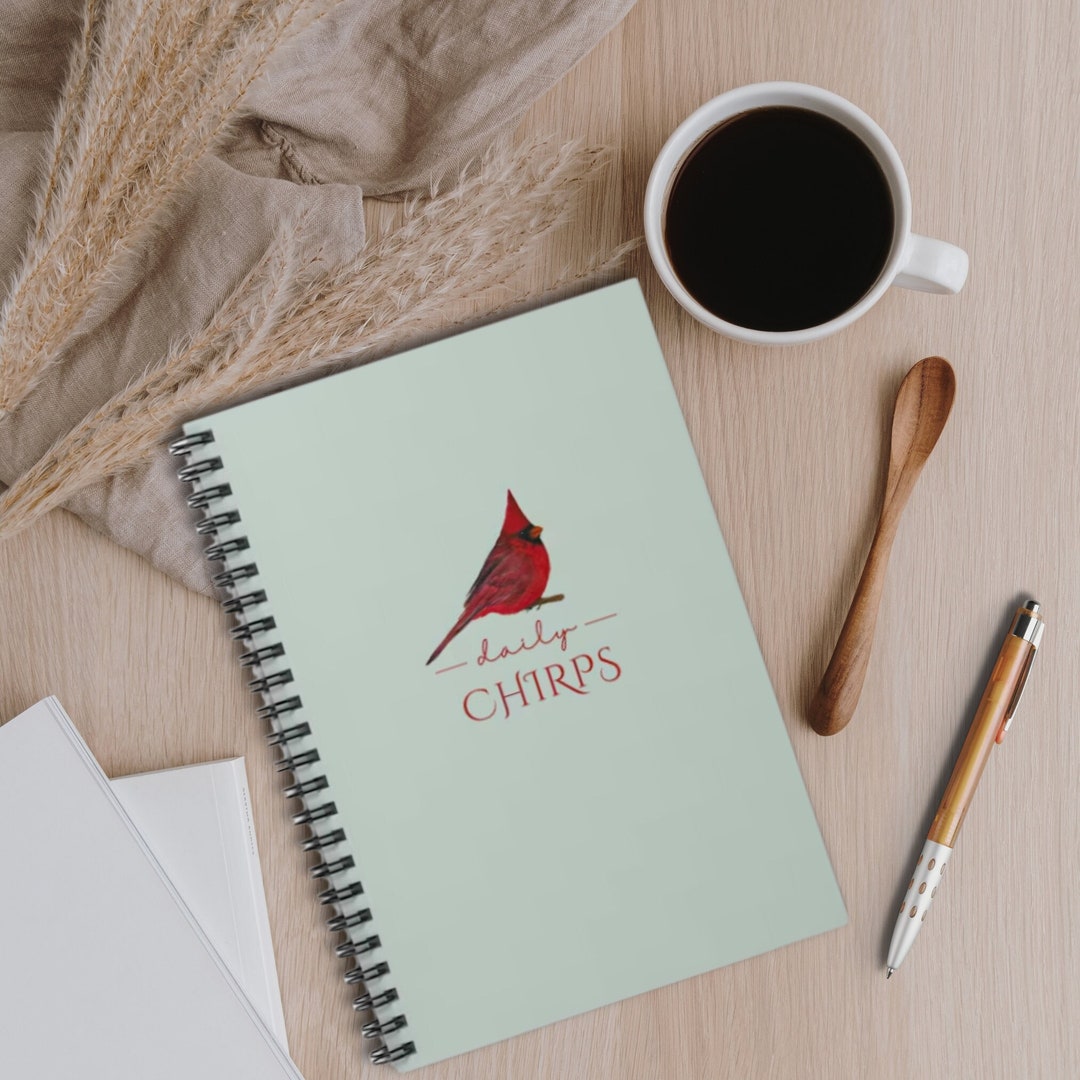 Watercolor Cardinal Spiral Notebook | Daily Chirps Bird Journal - Etsy