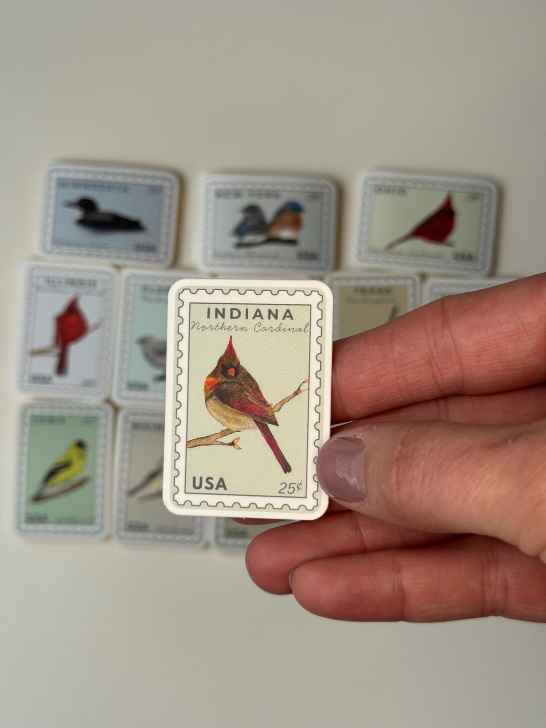 Cardinal Art Stamp Sticker | Indiana State Bird | Decal for Water ...
