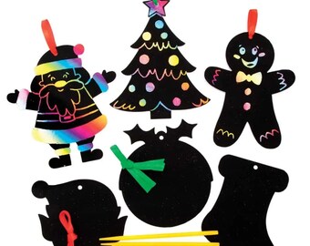 FC200 Christmas Scratch Art Decorations Pack of 12, Xmas Scratch Arts ...