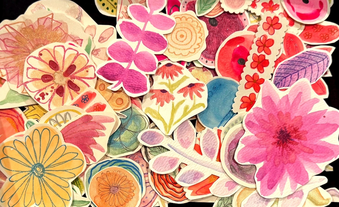 Hand Painted Floral Collage Fodder: Mixed Media Ephemera - Etsy