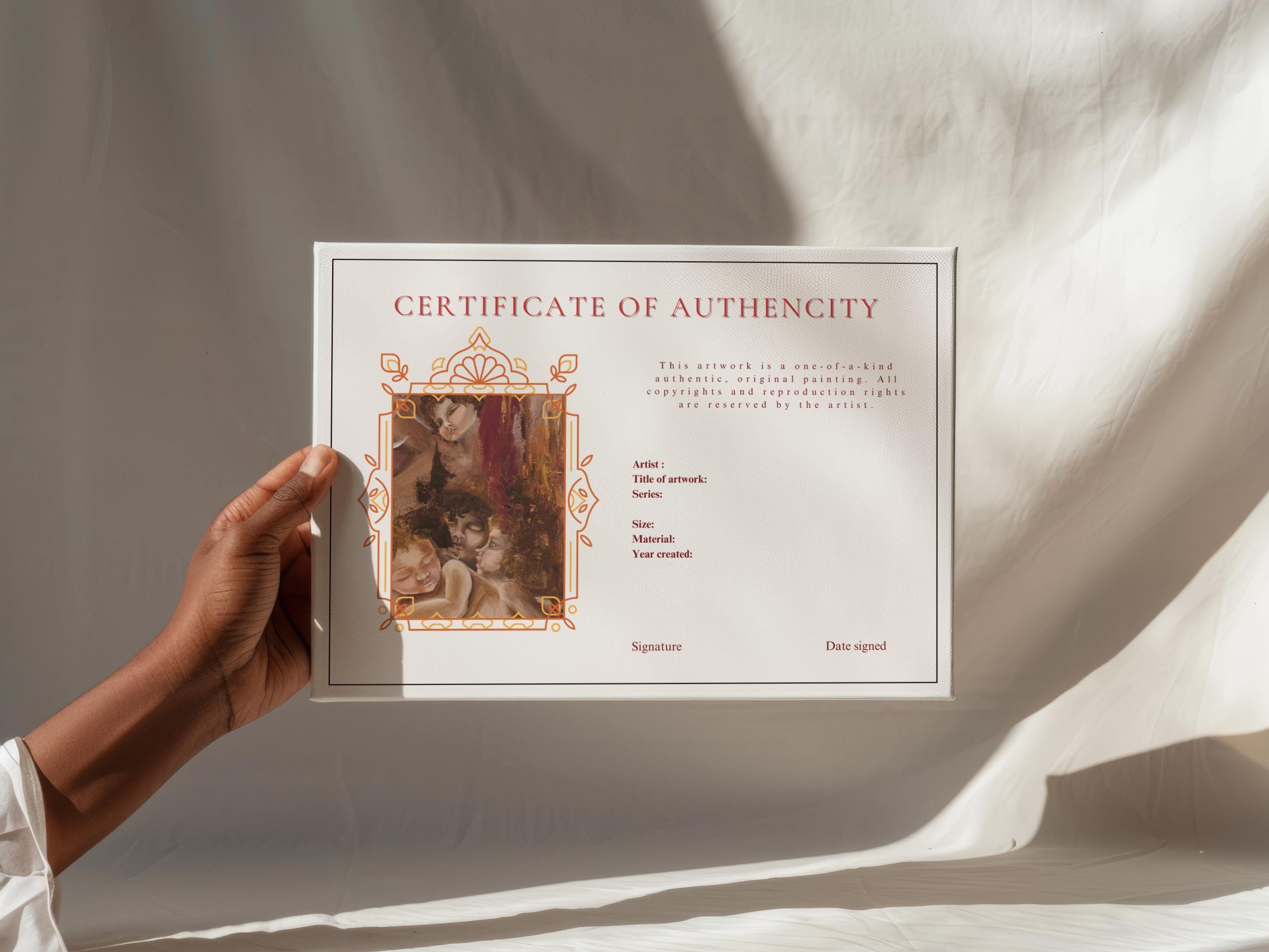 Certificate of Authenticity for Art, Editable Artist Certificate of ...