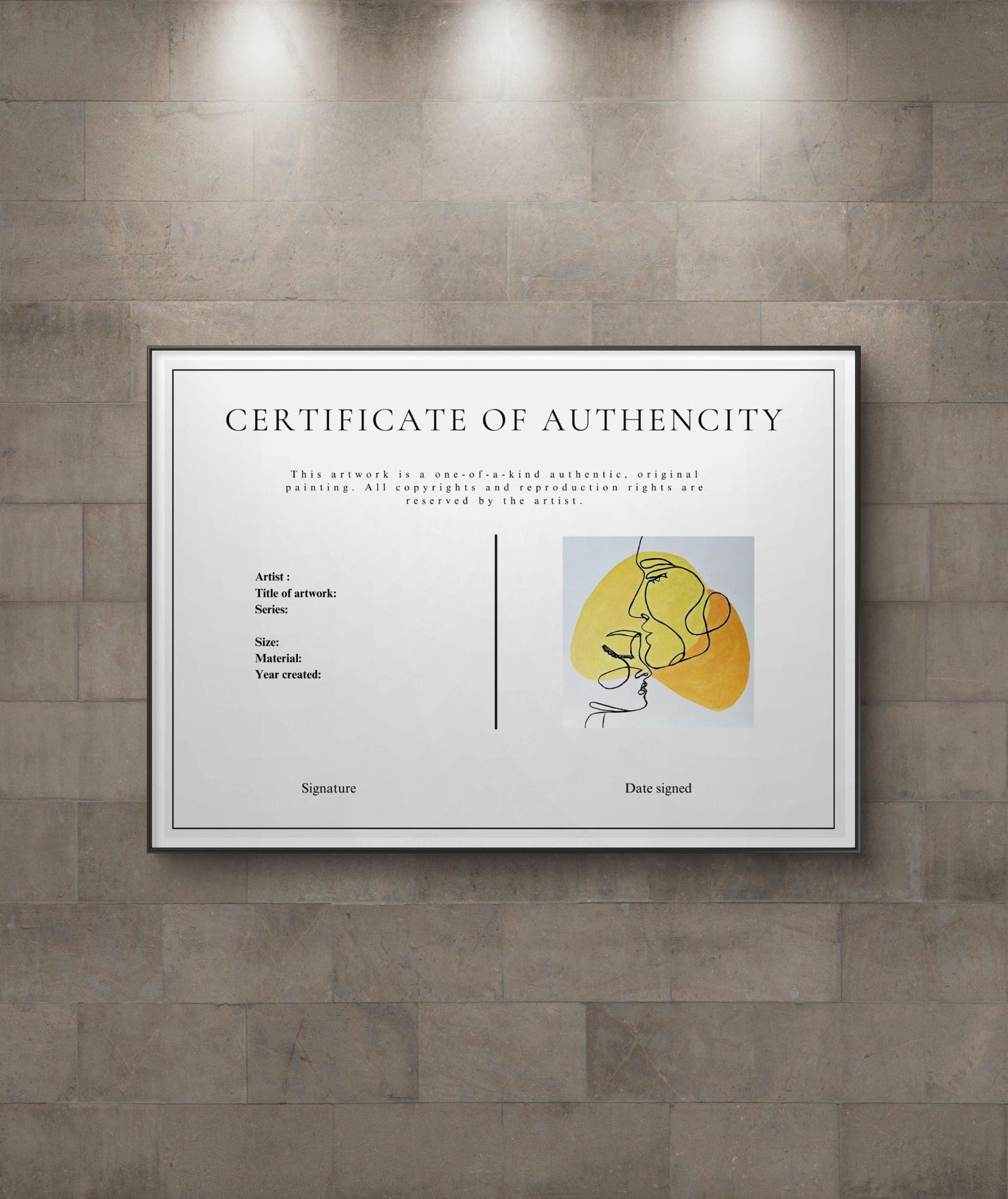 Certificate of Authenticity for Art, Editable Artist Certificate of ...