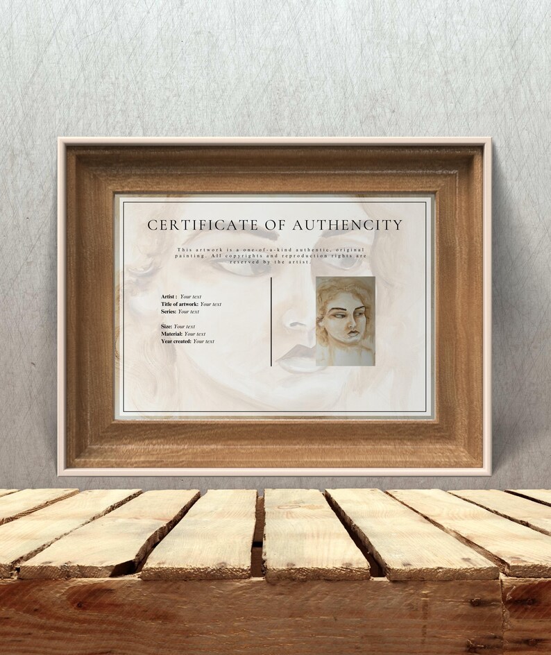 Certificate of Authenticity for Art, Editable Artist Certificate of ...