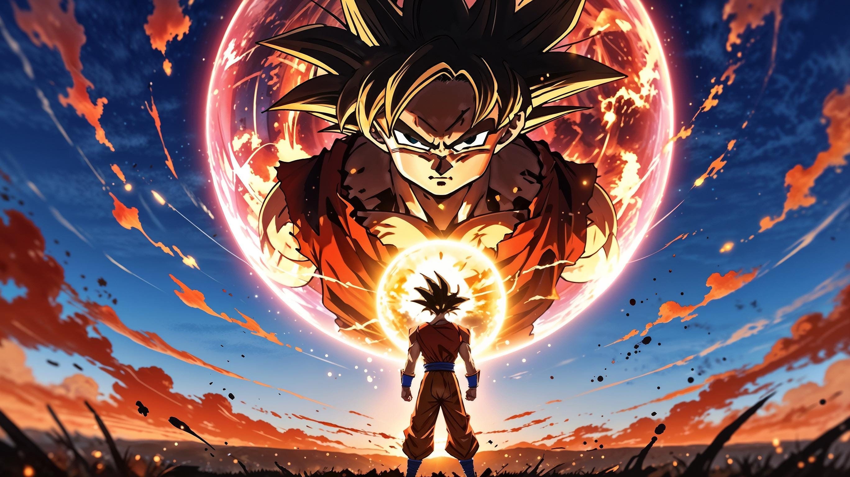 Goku Spirit Bomb Digital Print Epic Anime Art Super Saiyan Energy ...