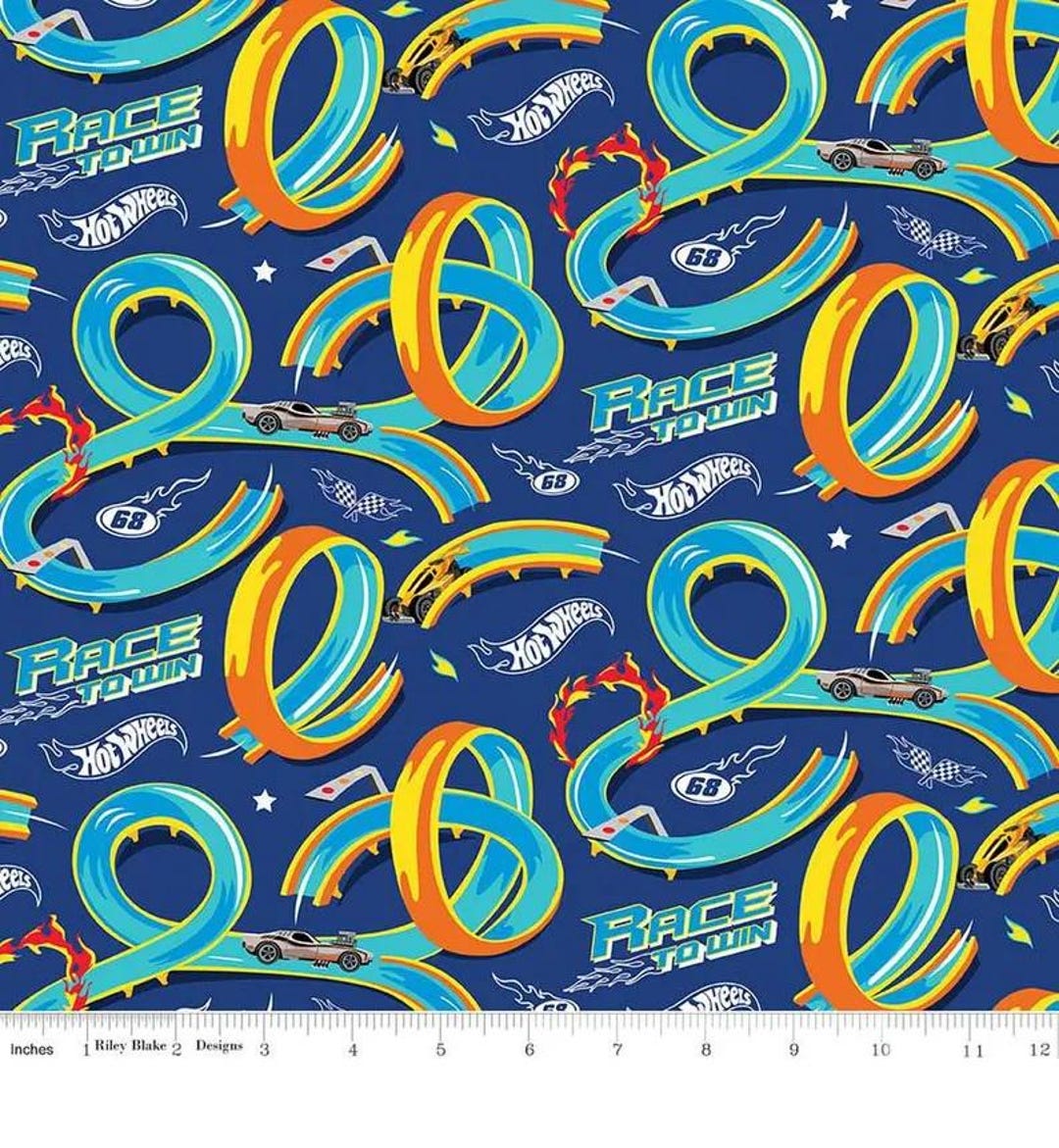 Hot Wheels Race Track Fabric: NAVY 100% Cotton Quilting Material - Etsy