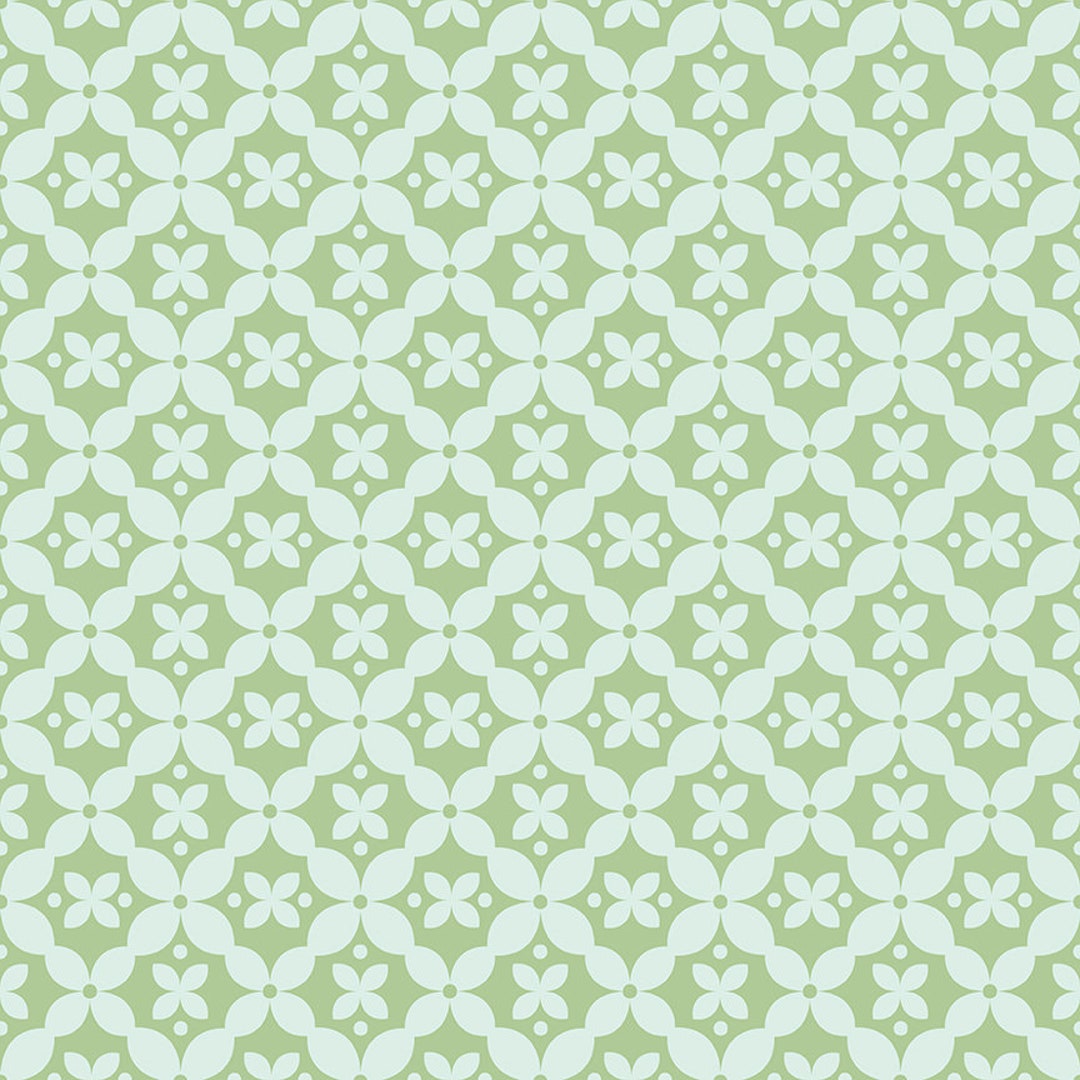 Clover Farm Kitchen Tiles in Pistachio by Gracey Larson for Riley Blake ...