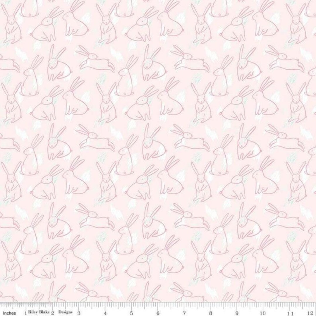 Pink Bunny Fabric for Easter Baby Girl Fabric Mary Elizabeth Bunnies by ...