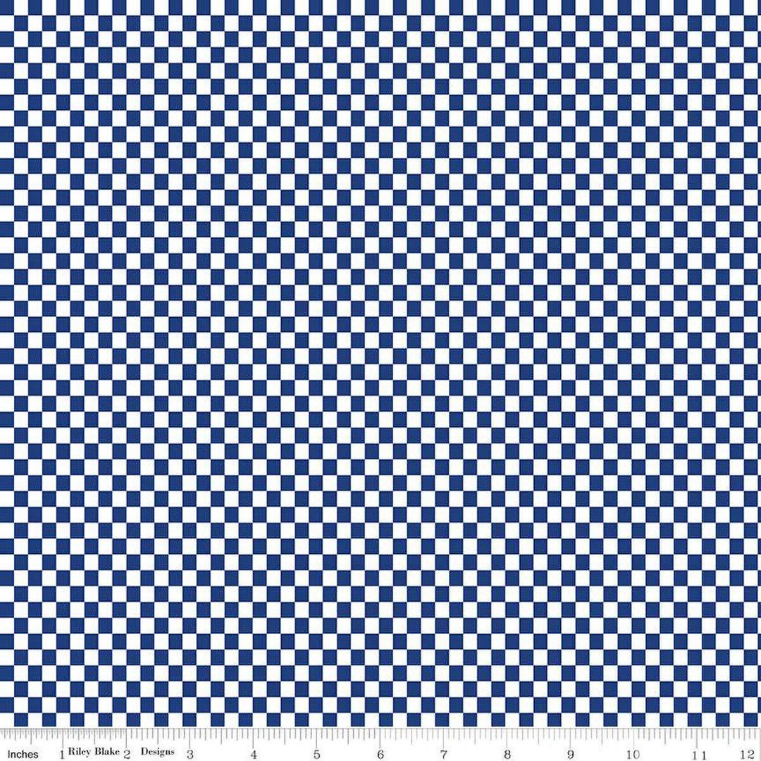 Hot Wheels Made to Race Checkerboard in Blue by Riley Blake Designs ...