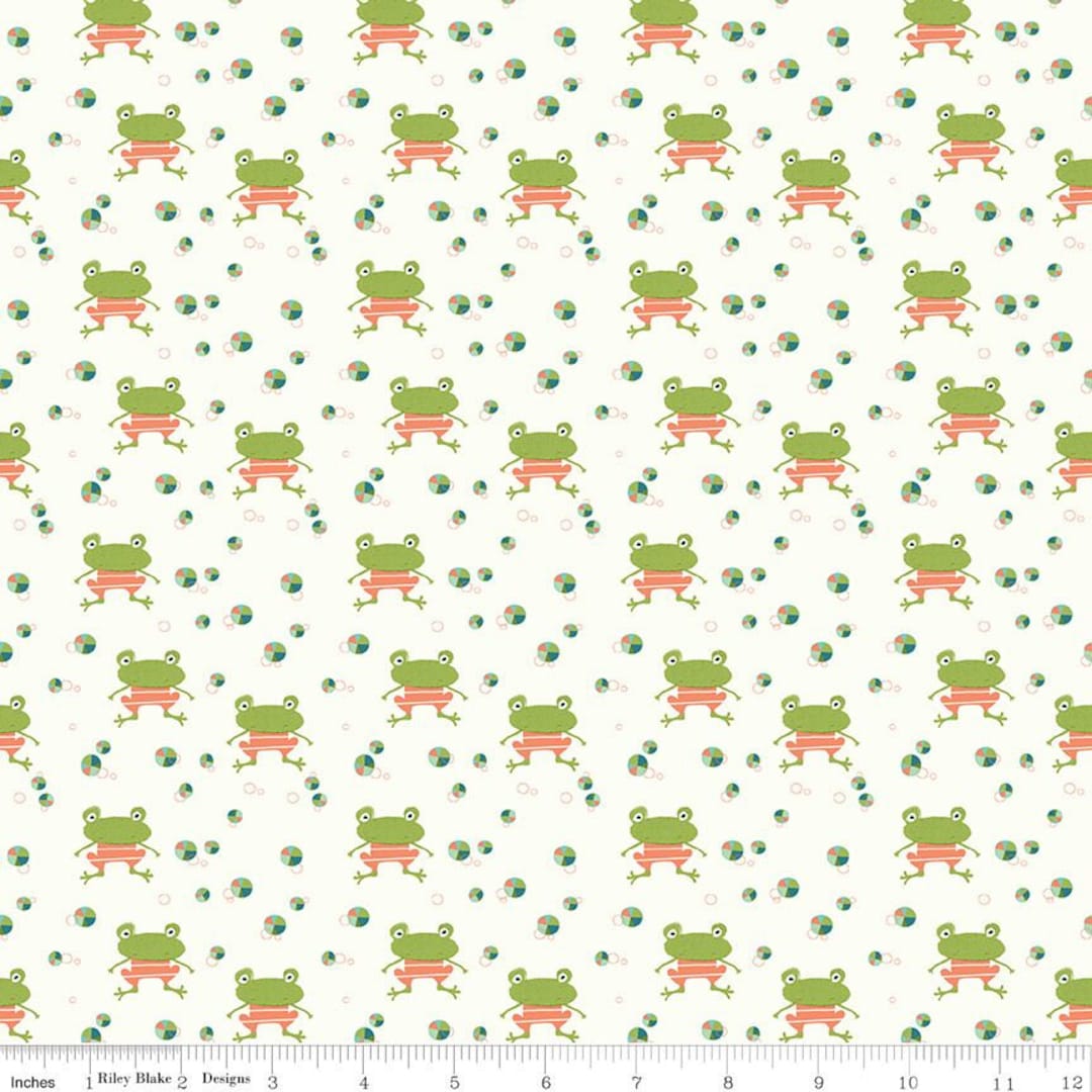 Ready Set Splash! Frogs in Cream by Sandy Gervais for Riley Blake ...