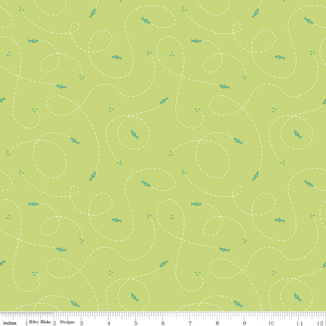 Lime Shark Fabric: Riptide Hunt, Riley Blake 100% Cotton - Etsy