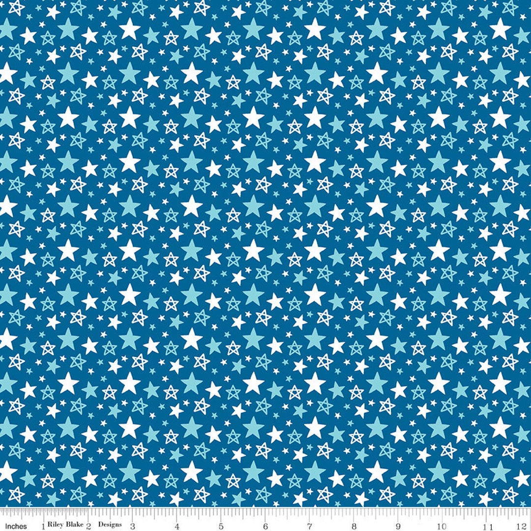 FIREWORKS and FREEDOM Multi Stars in Blue by Riley Blake - Patriotic ...