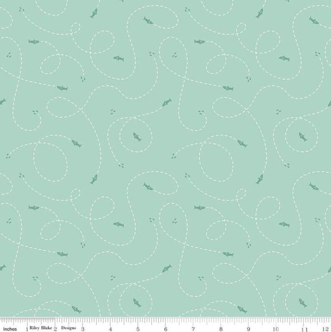 Mint Shark Fabric: Riptide Hunt, Riley Blake 100% Cotton - Etsy