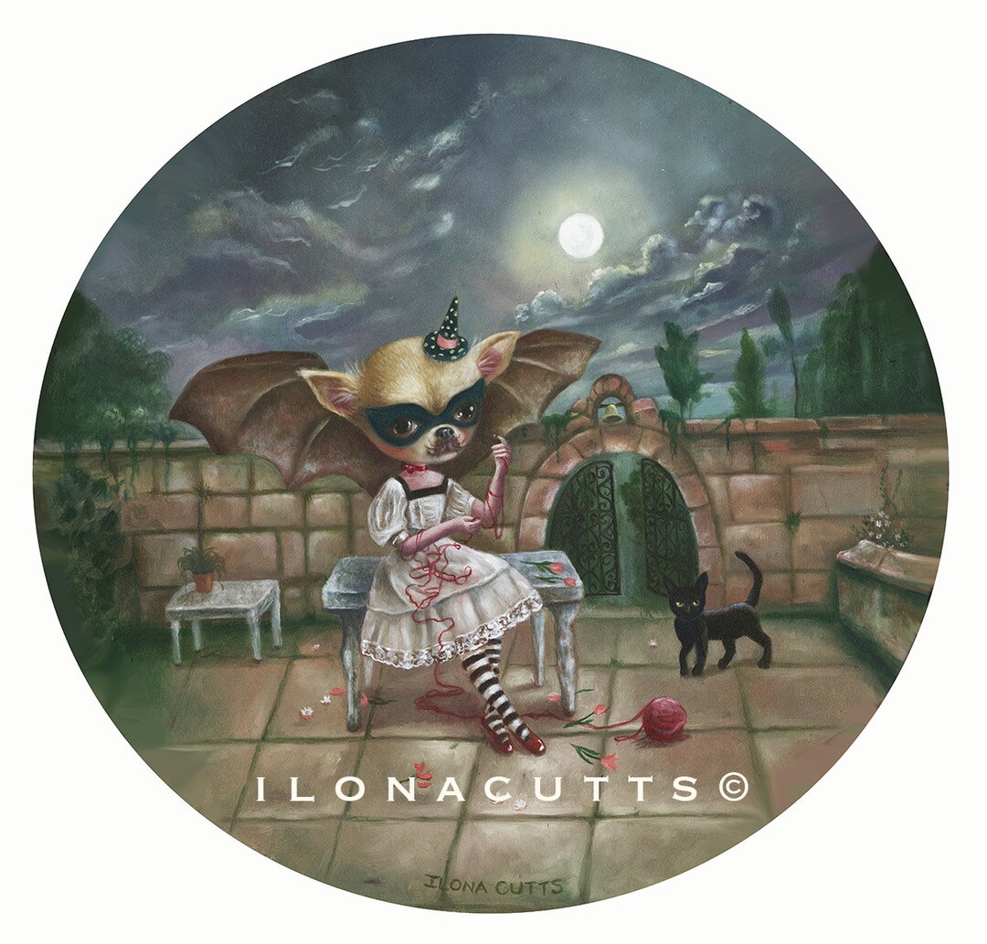 Bat Girl and Midnight, Full Moon Entanglement, Chihuahuas, Dog Portrait ...