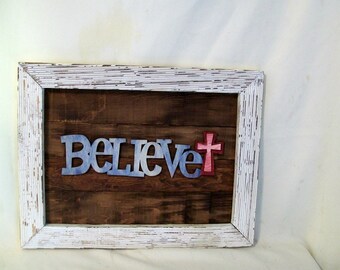 Believe With Arrows Sign, Wooden Signs, Hanging Wooden Sign, Rustic ...