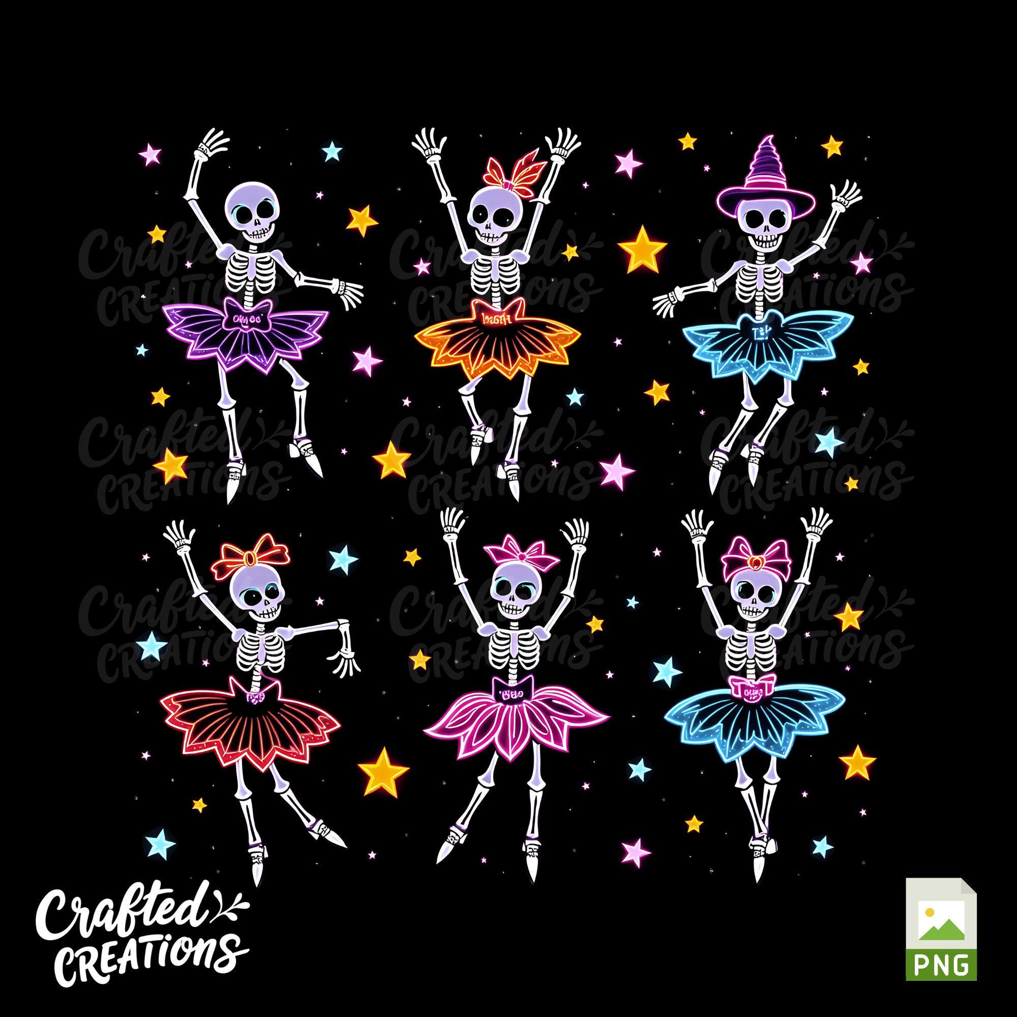 Halloween Dancing Skeleton Neon PNG, Ballet Clipart (digital Download ...
