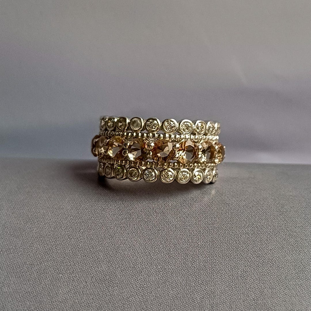 Color Changing Gemstone Ring, 925 Sterling Silver, Triple-row Design ...