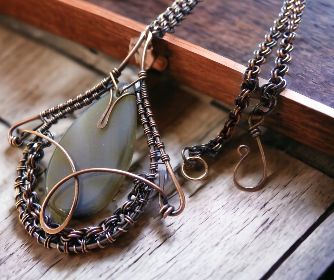 Artisan Handcrafted Copper & Agate Necklace - Etsy