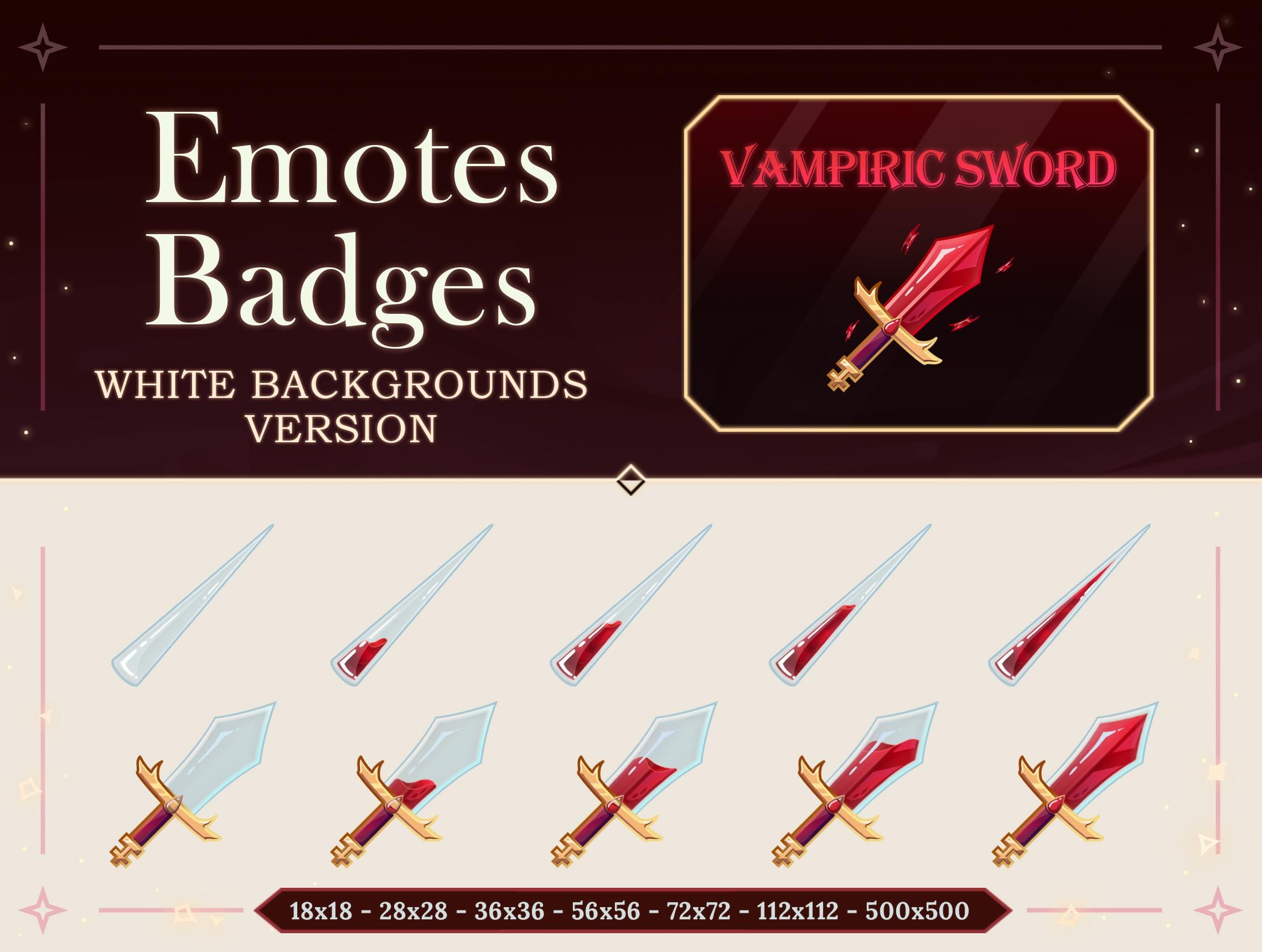 Twitch Vampire Blood Sword Needle Badge | Emote | Stream Decoration ...