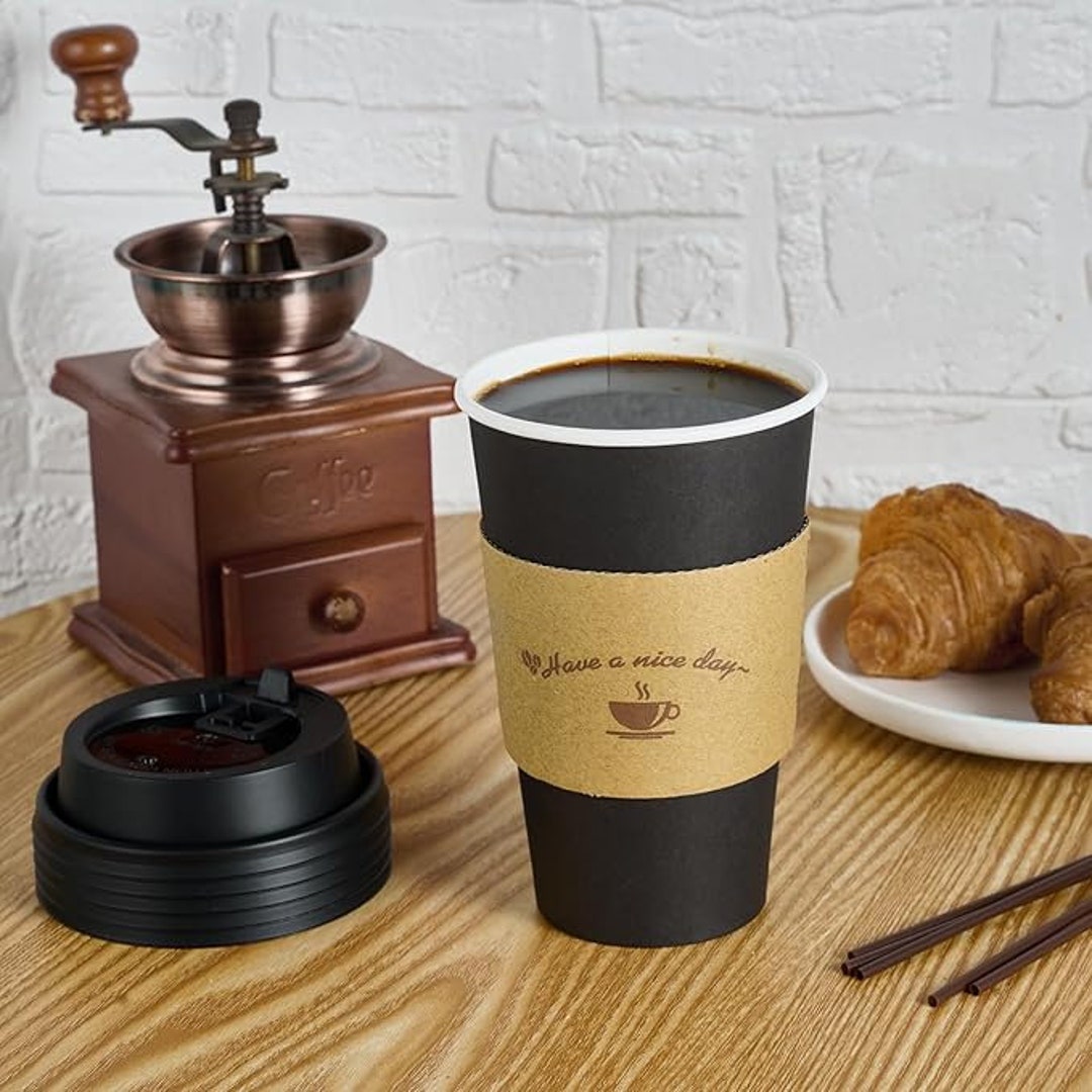 LITOPAK 100 Pack 16 Oz Paper Coffee Cups, Drinking Cups for Hot Coffee ...